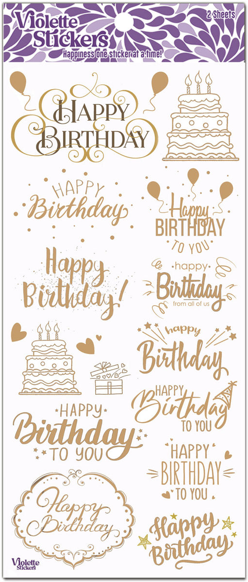 C240 Gold Foil Birthday Wishes – Violette Stickers