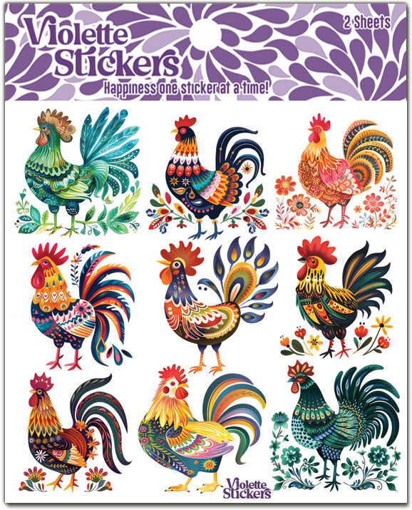 K353 Rooster Stickers – Violette Stickers
