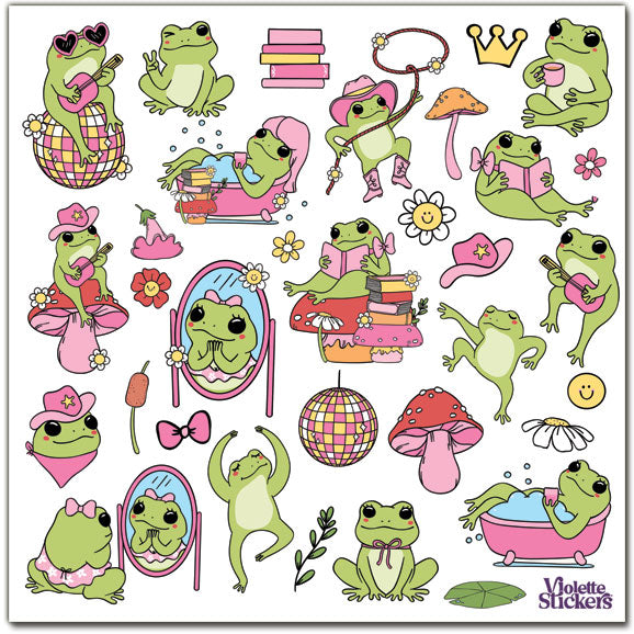 K359 Pink Happy Frog – Violette Stickers