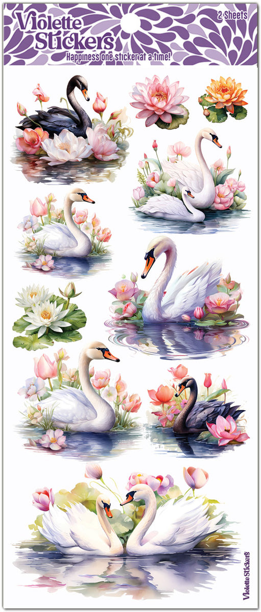 C258 Majestic Swan Stickers – Violette Stickers