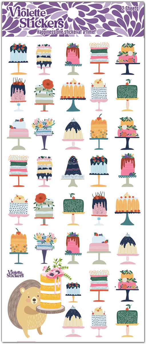 C262 Mini Cakes with Hedgehog Stickers – Violette Stickers
