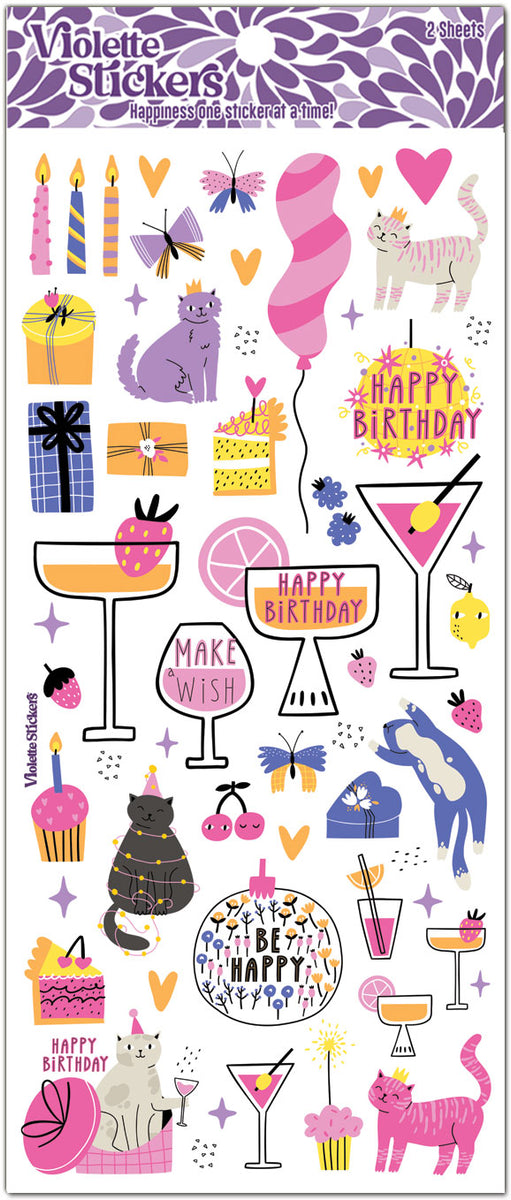C279 Cat Lady Birthday Stickers – Violette Stickers