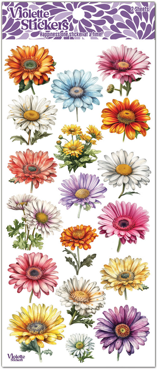C283 Colorful Daisies – Violette Stickers