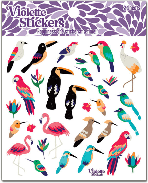 K234 Mini Tropical Birds – Violette Stickers