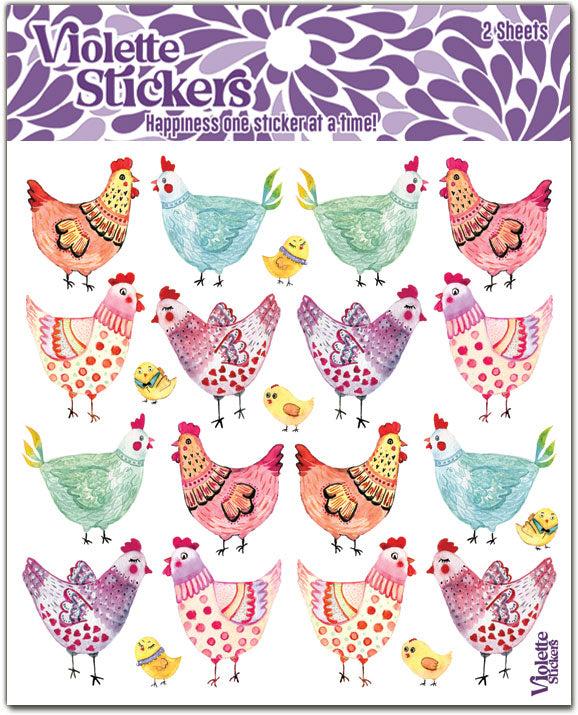 K240 Country Chickens – Violette Stickers