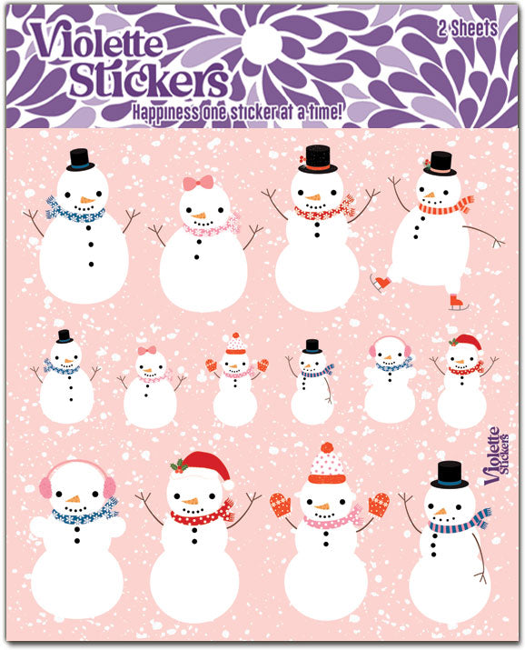 K267 Pink Snowmen – Violette Stickers