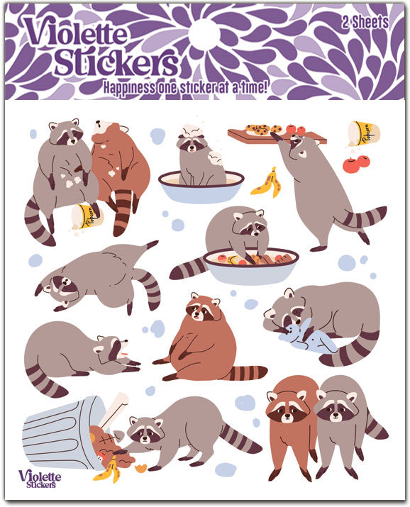 K290 Racoon Mischief – Violette Stickers