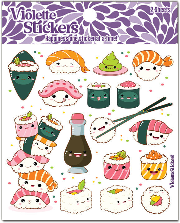 K320 Happy Sushi Stickers – Violette Stickers