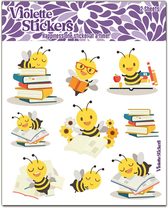 K322 Reading Bee Stickers – Violette Stickers