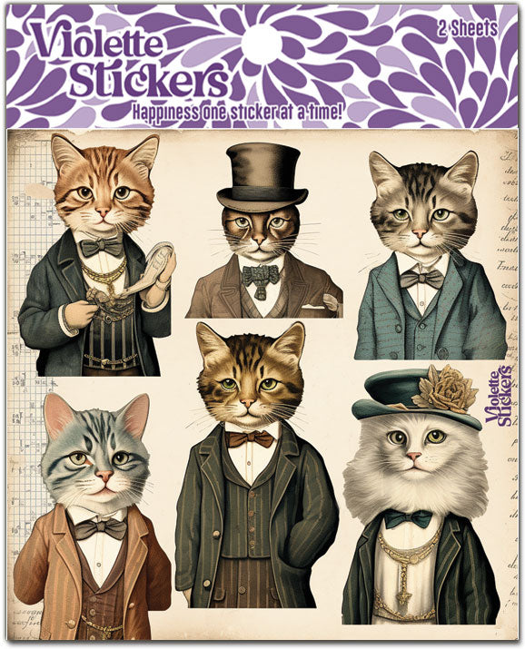 K332 Gentelmen Cat Stickers – Violette Stickers