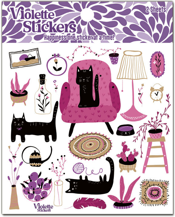 K345 Sheldon the Cat Stickers – Violette Stickers