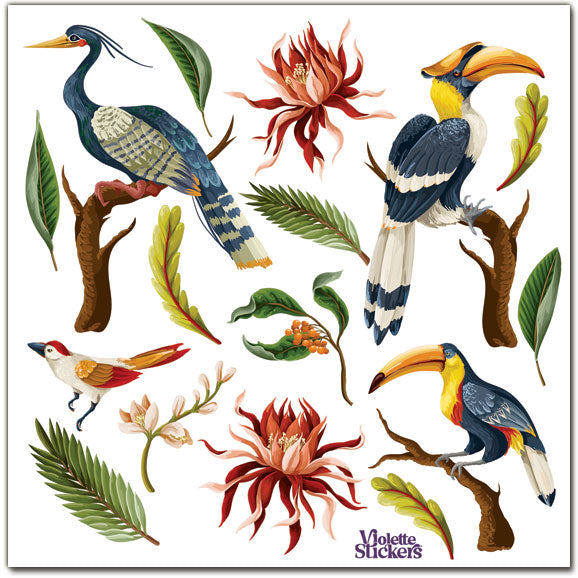 K368 Exotic Birds – Violette Stickers