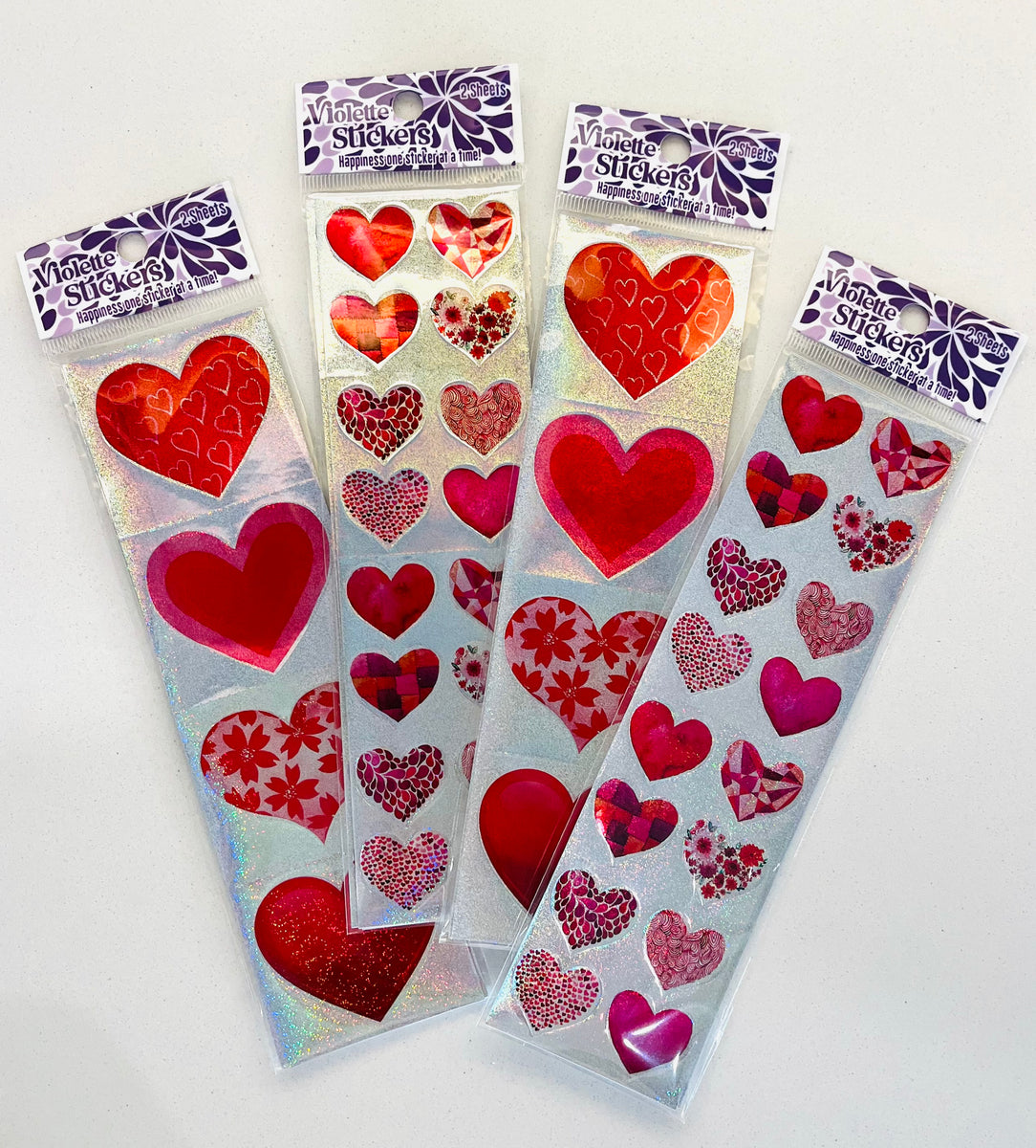 H08 Sparkly Small Red Hearts – Violette Stickers