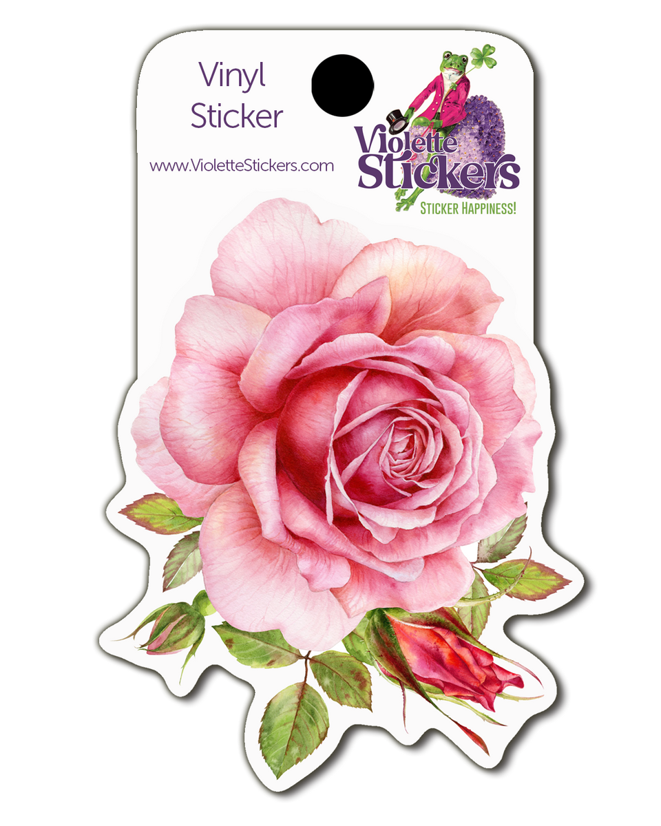 VY127 Pink Rose Vinyl Sticker – Violette Stickers