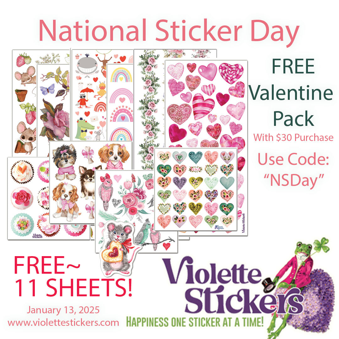 Free Valentine Sticker Pack for National Sticker Day – Violette Stickers