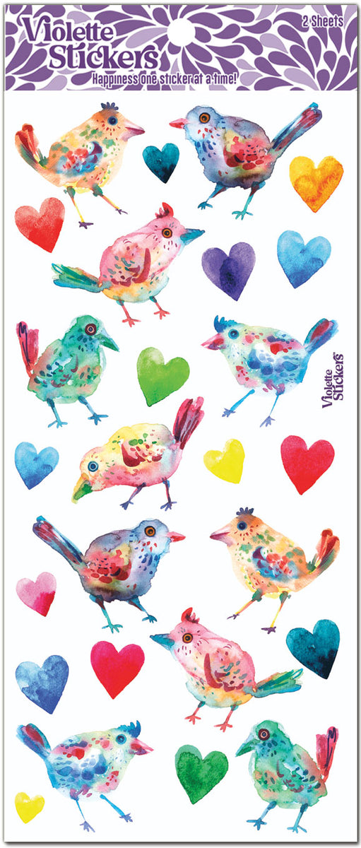 C168 Birds and Hearts – Violette Stickers