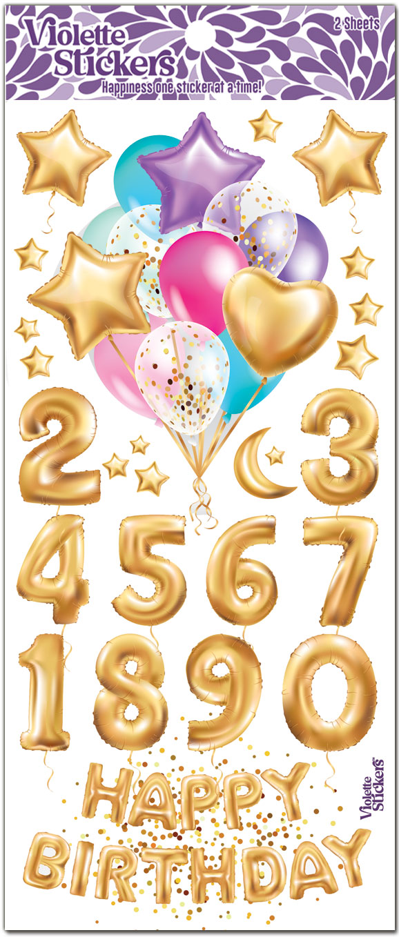 P92 Gold Balloons – Violette Stickers