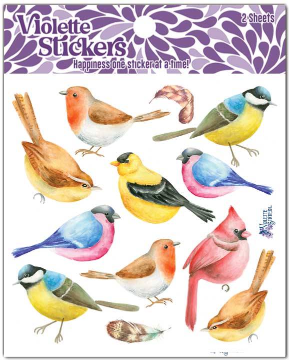 K113 Watercolor Birds – Violette Stickers
