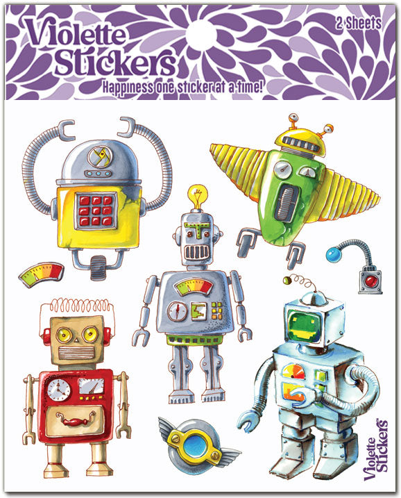 K204 Vintage Metal Toy Robots – Violette Stickers