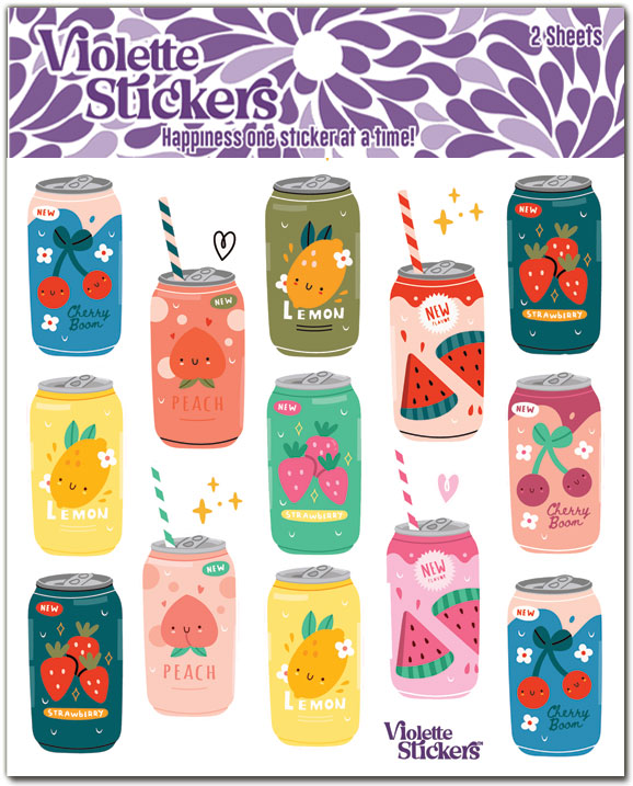 K221 Soda Pop Cans with Straws – Violette Stickers