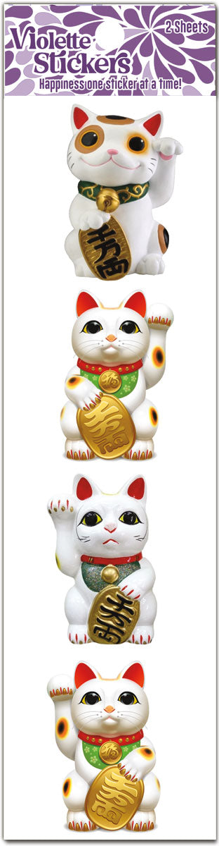 QT-17 Chinese Lucky Cats with Golden Coins – Violette Stickers
