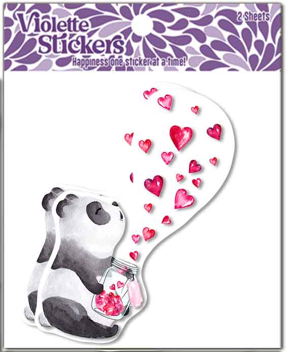 VY27 Panda with Hearts Vinyl – Violette Stickers