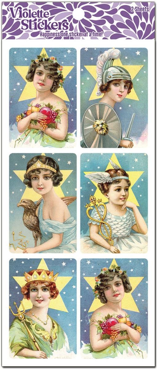 Y204 Lottie - Victorian Lady with Yellow Star – Violette Stickers